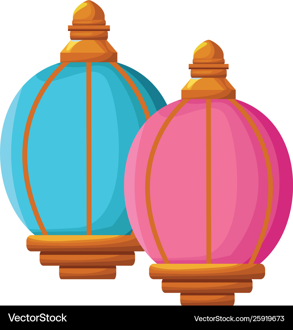 Colorful lantern icon cartoon isolated Royalty Free Vector