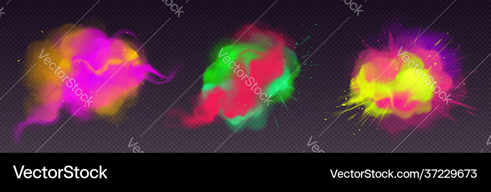 Colorful smoke flow and paint powder explosion Vector Image