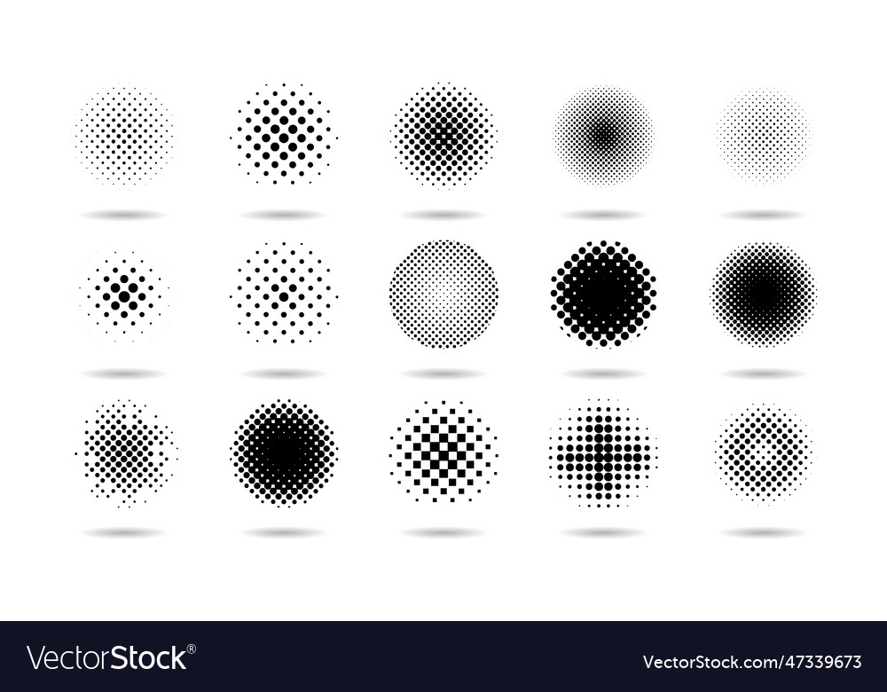 Dot circles half tone gradient pattern round Vector Image