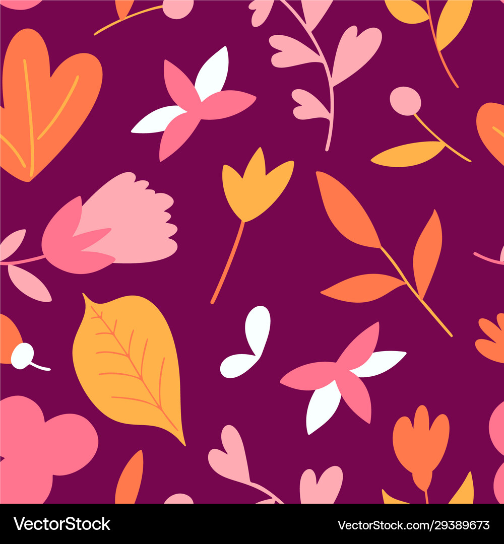 Flat flower seamless pattern minimal floral Vector Image