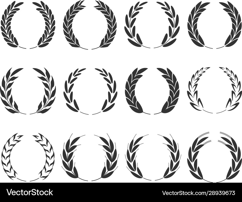 Grain wreath spike icon shape sign set black Vector Image