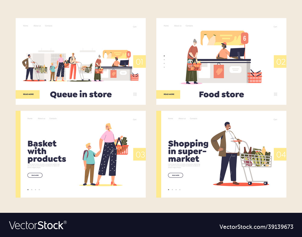 Grocery shopping and queue in supermarket concept Vector Image