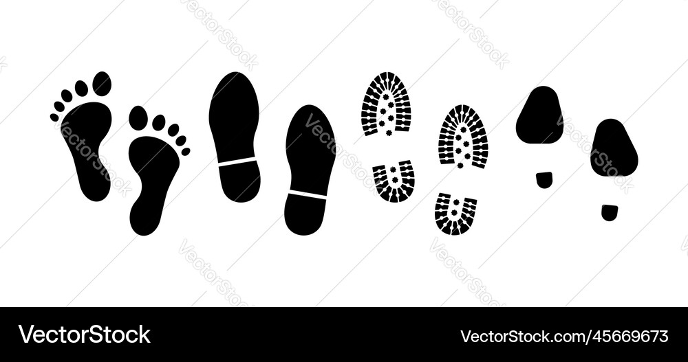 Human footprints set of footprints with bare feet Vector Image
