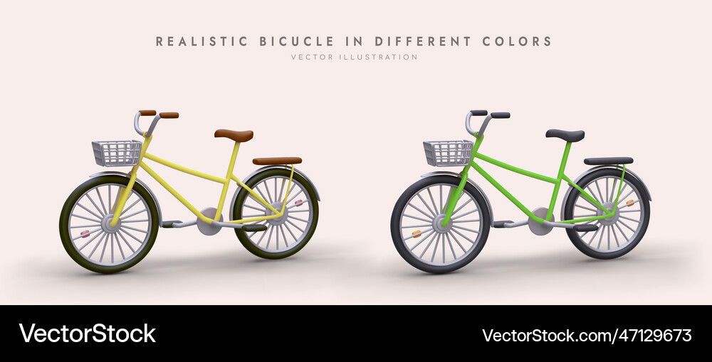 Modern bicycles in different colors 3d bikes Vector Image