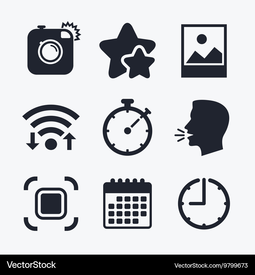Photo camera icon autofocus zone and landscape Vector Image