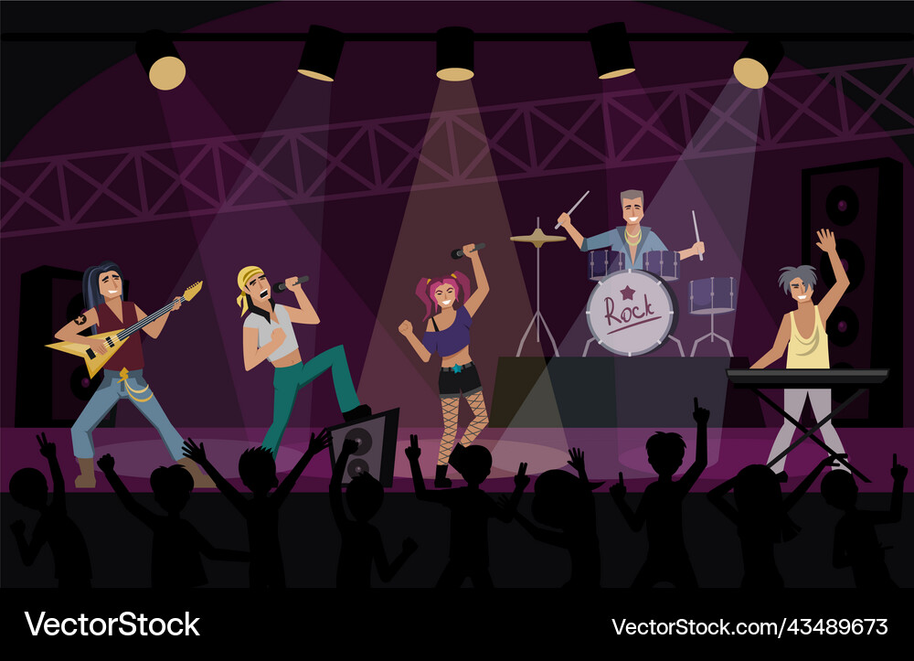 Rock concert expressive musician singing Vector Image