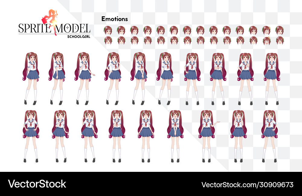 Set emotionssprite full length character Vector Image
