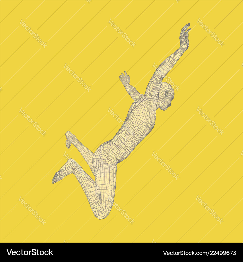 Silhouette of a jumping man 3d model Royalty Free Vector
