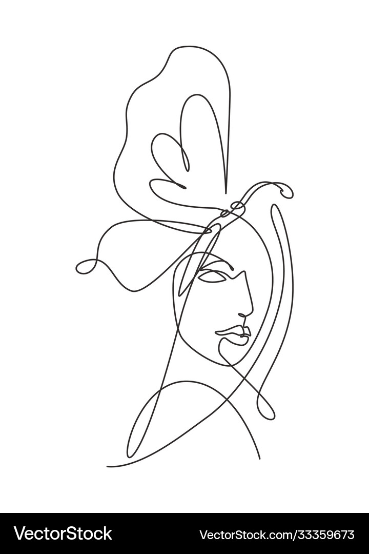 Single continuous line drawing beauty woman Vector Image
