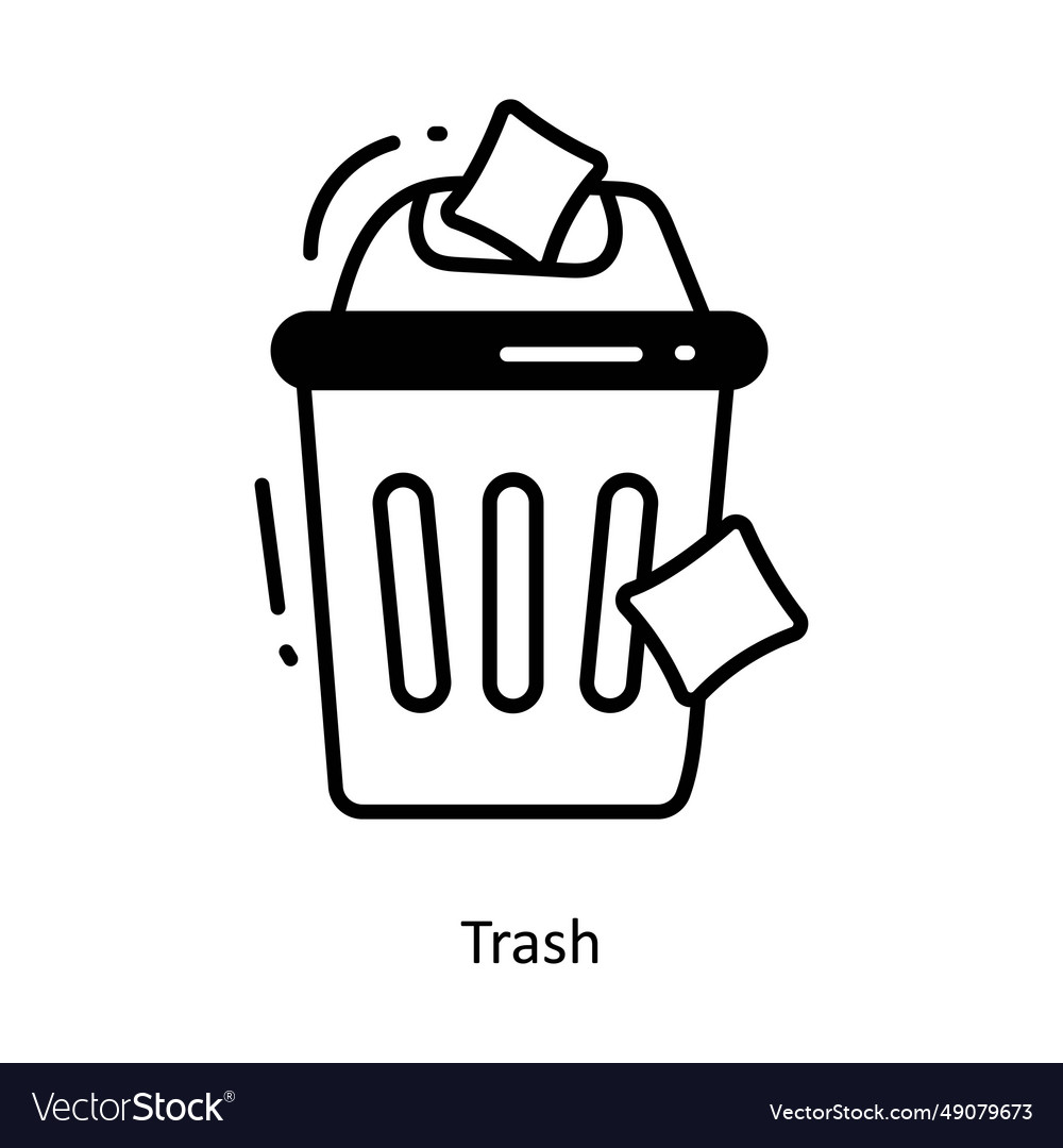Trash doodle semi solid icon design Royalty Free Vector