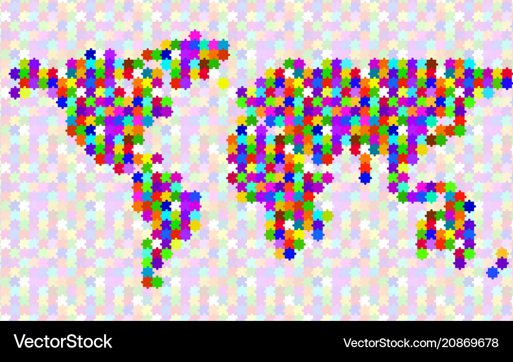 Abstract world map of puzzle Royalty Free Vector Image