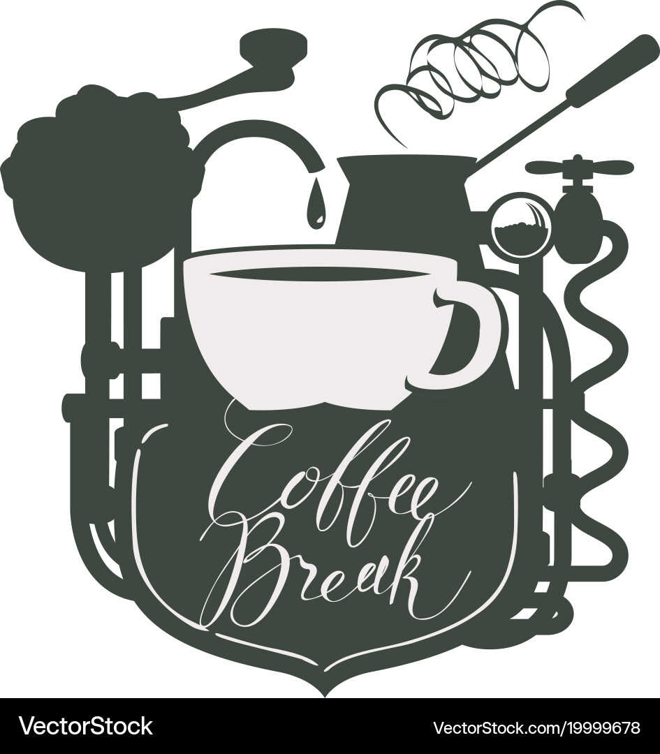Banner with a coffee cup and retro coffee machine Vector Image