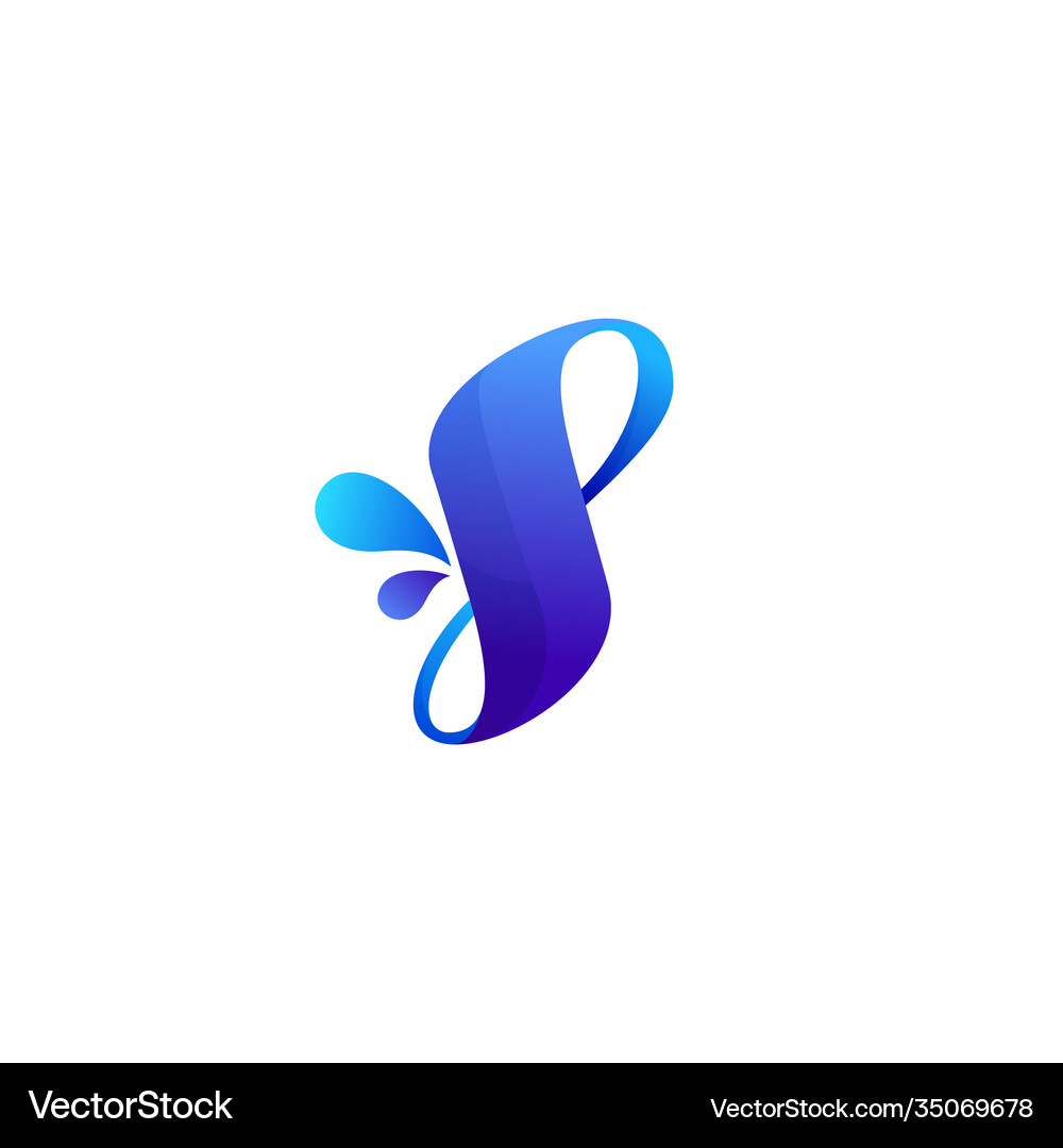 Clean blue i letter logo with water splash Vector Image
