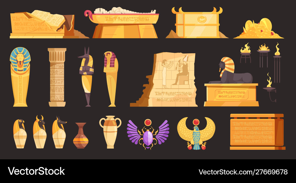 Egypt tomb burial set Royalty Free Vector Image