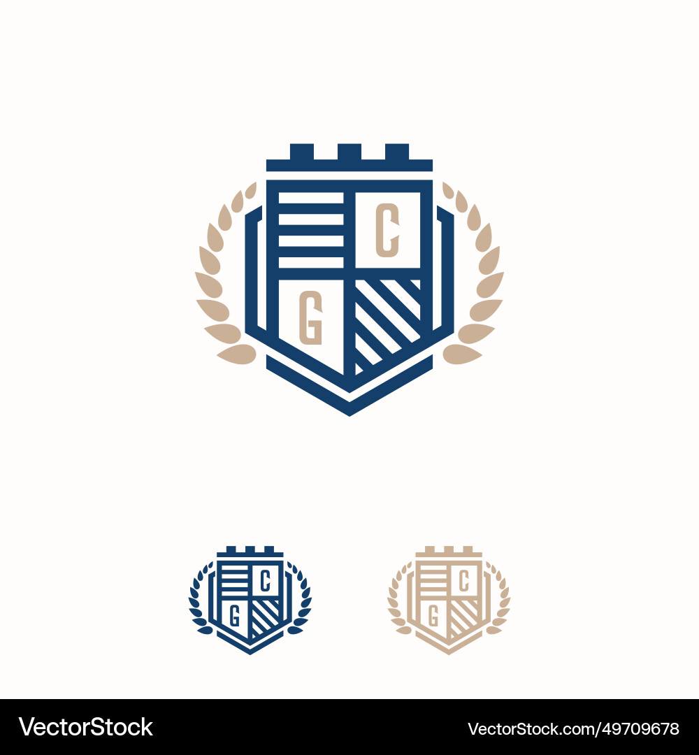 Elegant shield and letter cg logo design template Vector Image