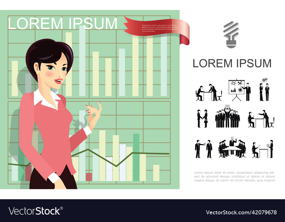 Flat business woman concept Royalty Free Vector Image