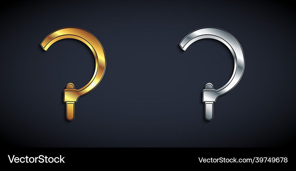 Gold and silver sickle icon isolated on black Vector Image