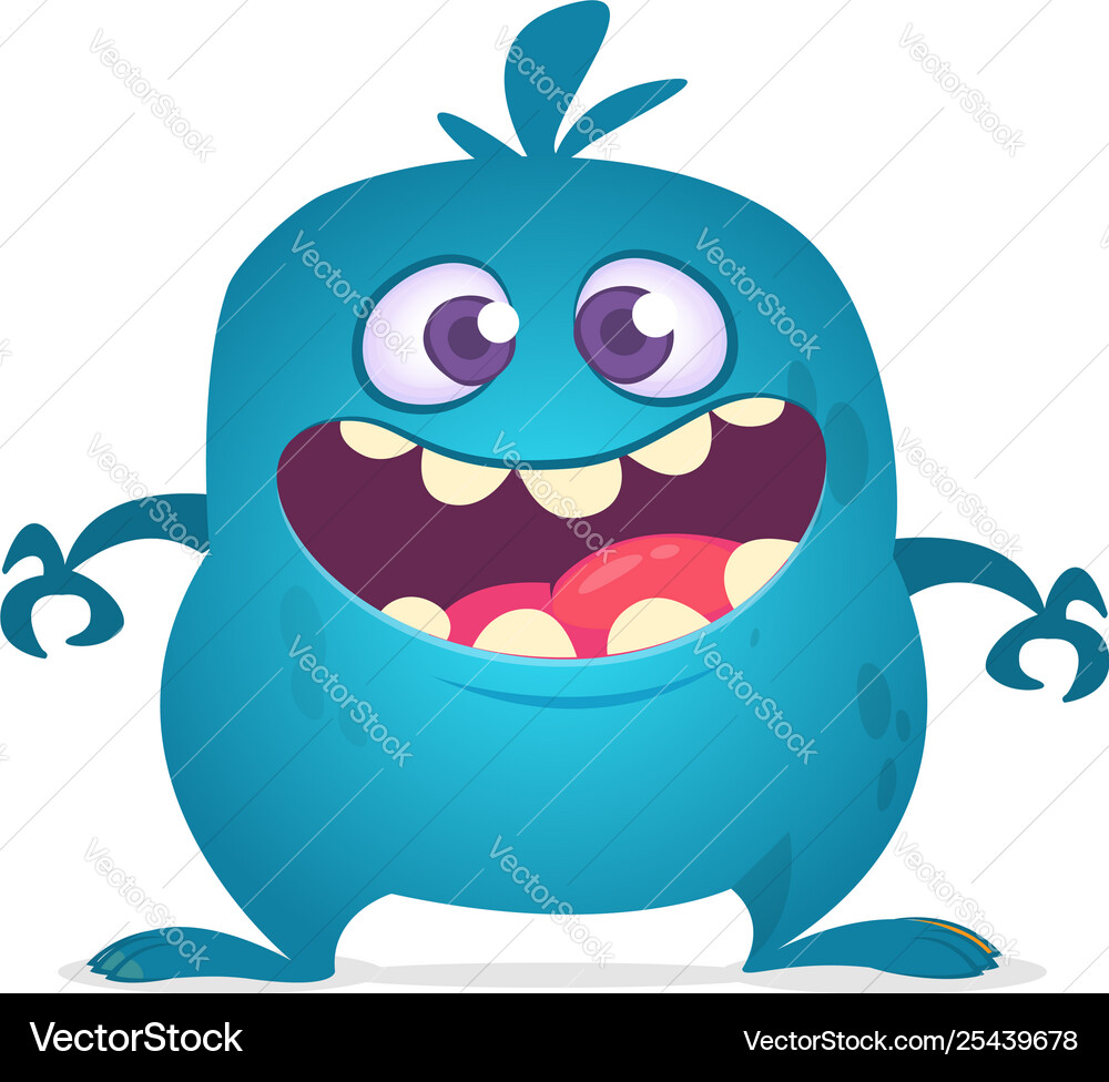 Happy cartoon monster laughing Royalty Free Vector Image