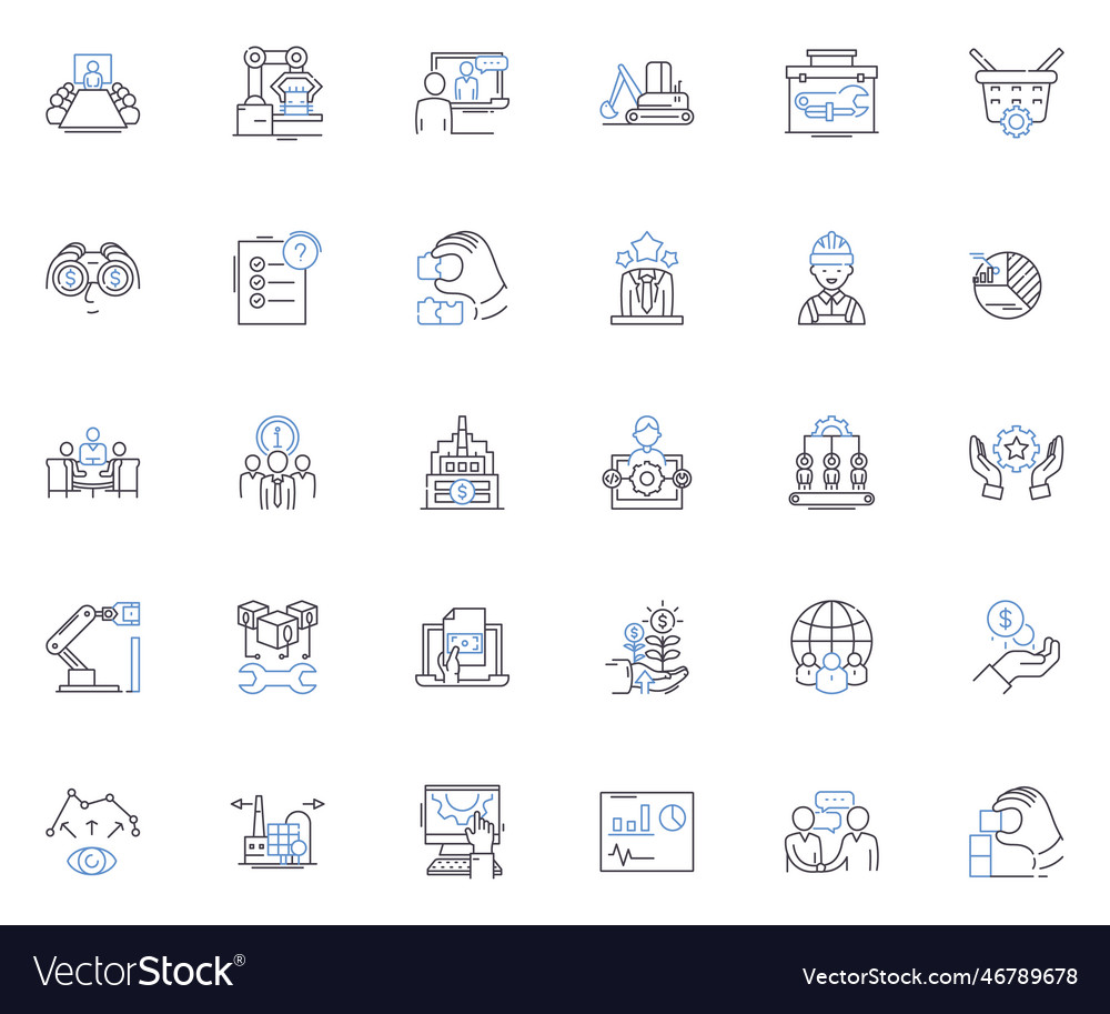 Mass production line icons collection efficiency Vector Image