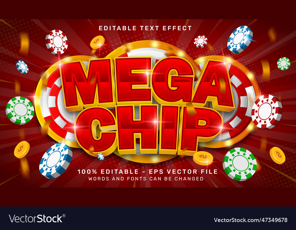 Mega chip 3d text effect and editable text effect Vector Image