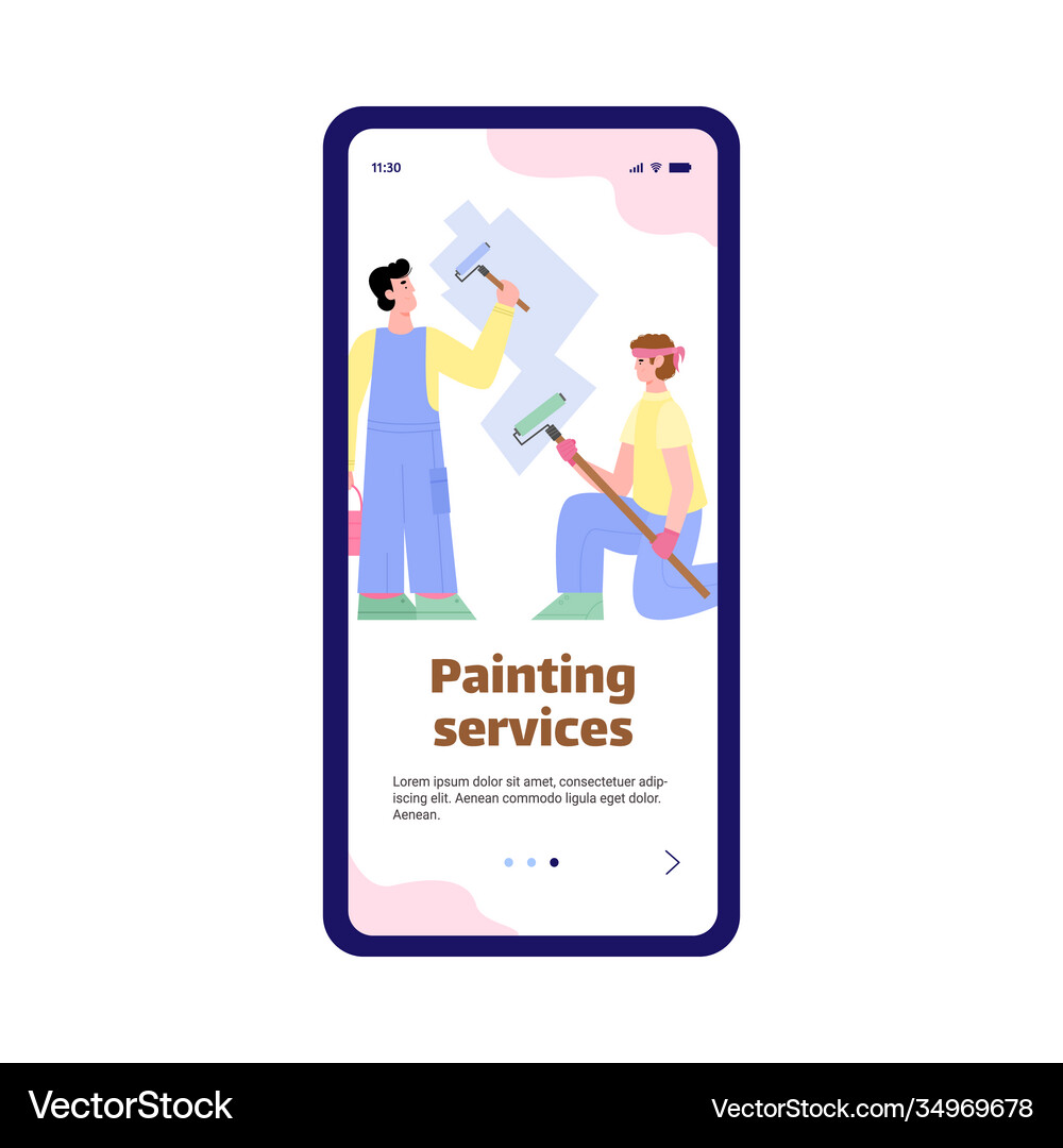 Onboarding screen for painting works service Vector Image