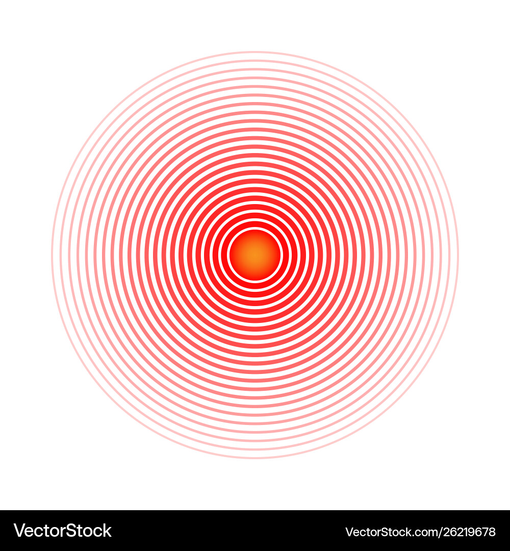 Pain circle red rings symbol throbbing Royalty Free Vector