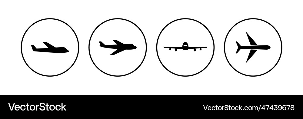Plane icon set airplane icon flight transport Vector Image