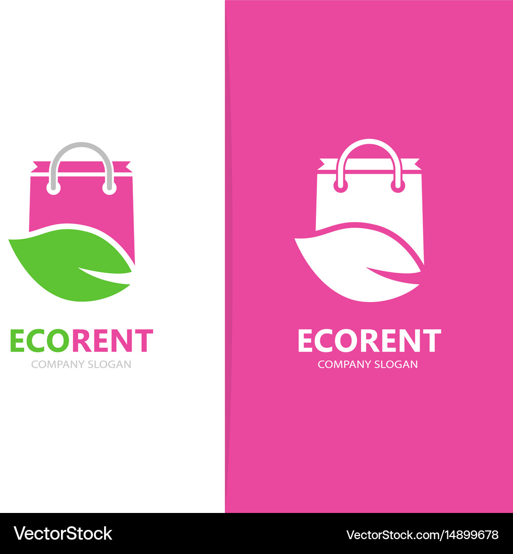Shop and leaf logo combination sale Royalty Free Vector