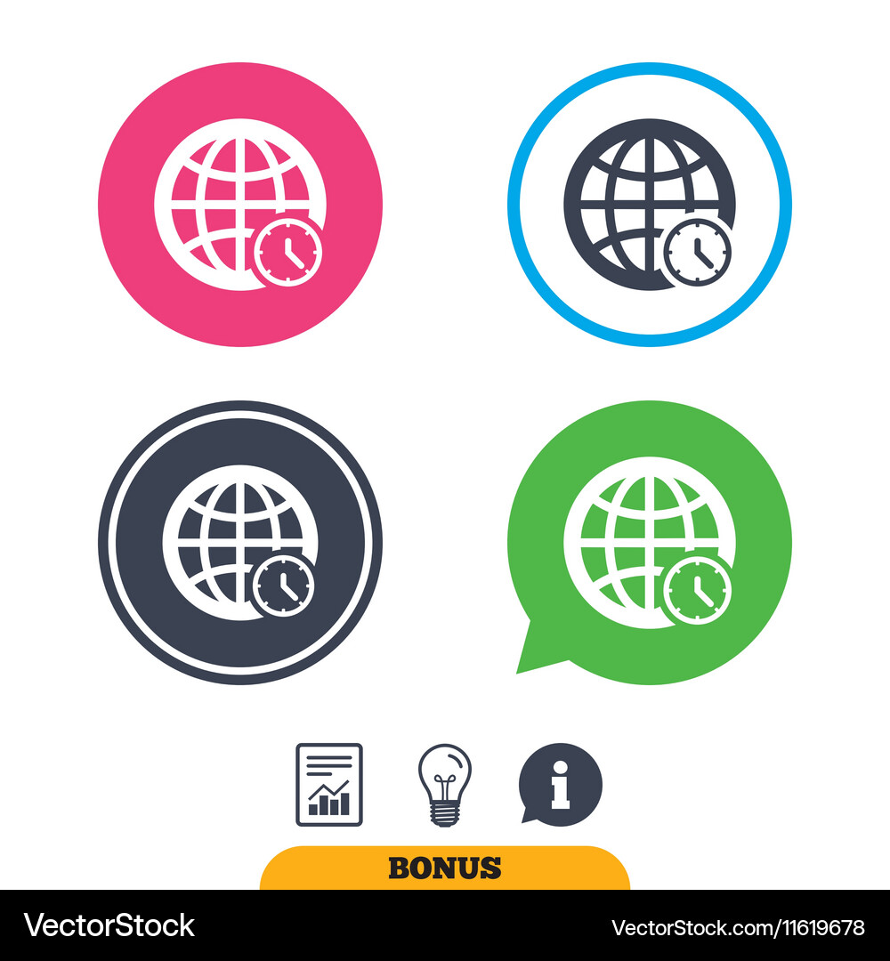 World time sign icon universal time symbol Vector Image