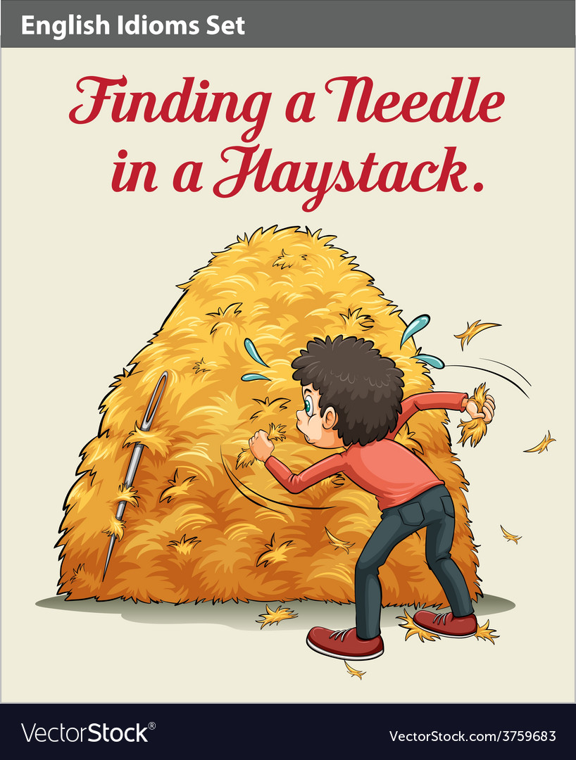 A boy finding a needle Royalty Free Vector Image