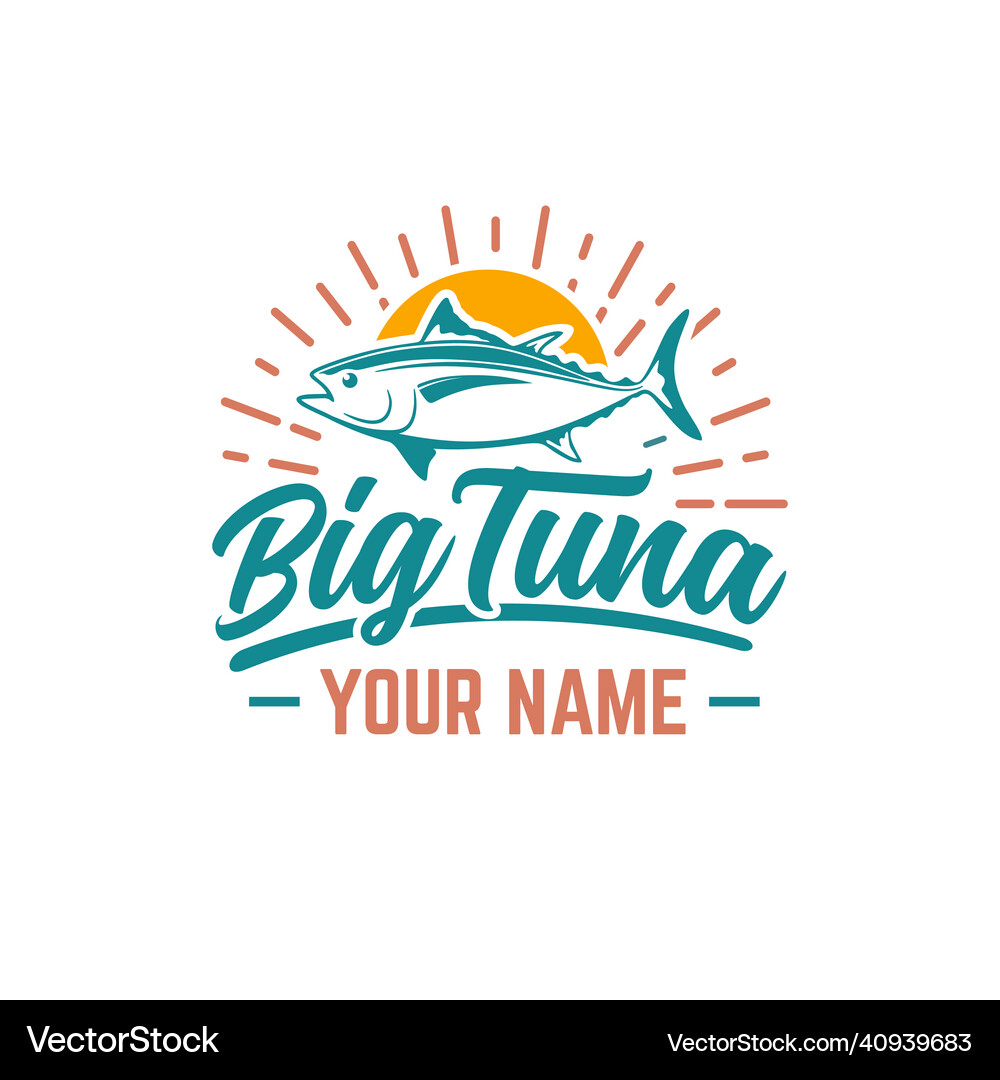 Big tuna logo in a classic style Royalty Free Vector Image