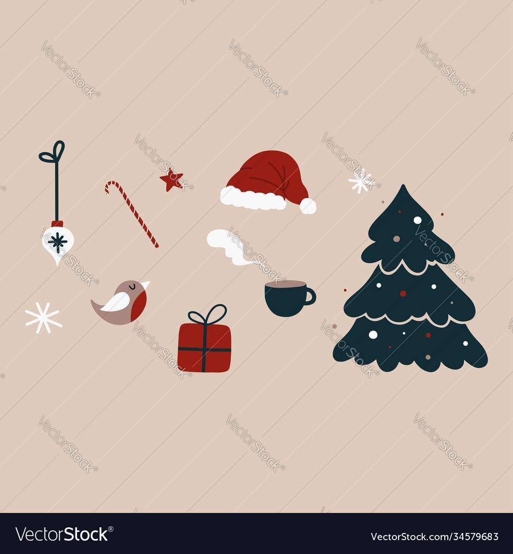 Christmas symbols set Royalty Free Vector Image