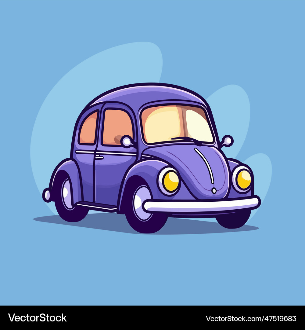 Cute cartoon anime car Royalty Free Vector Image