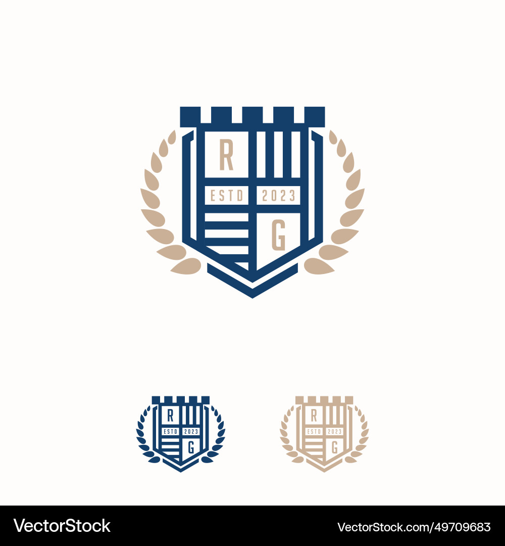 Elegant shield and letter rg logo design template Vector Image