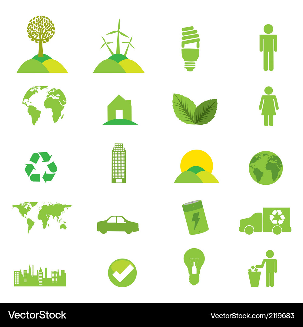 Green ecology icons over white background Vector Image