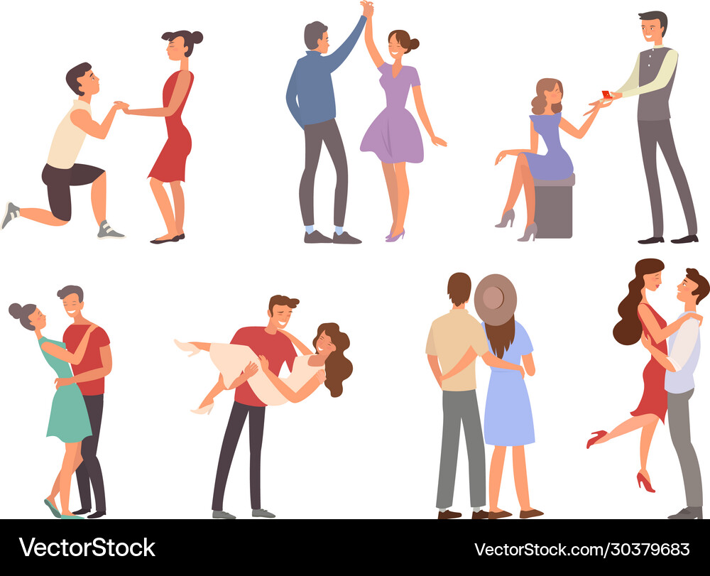 Happy smiling young couples in love everyday Vector Image