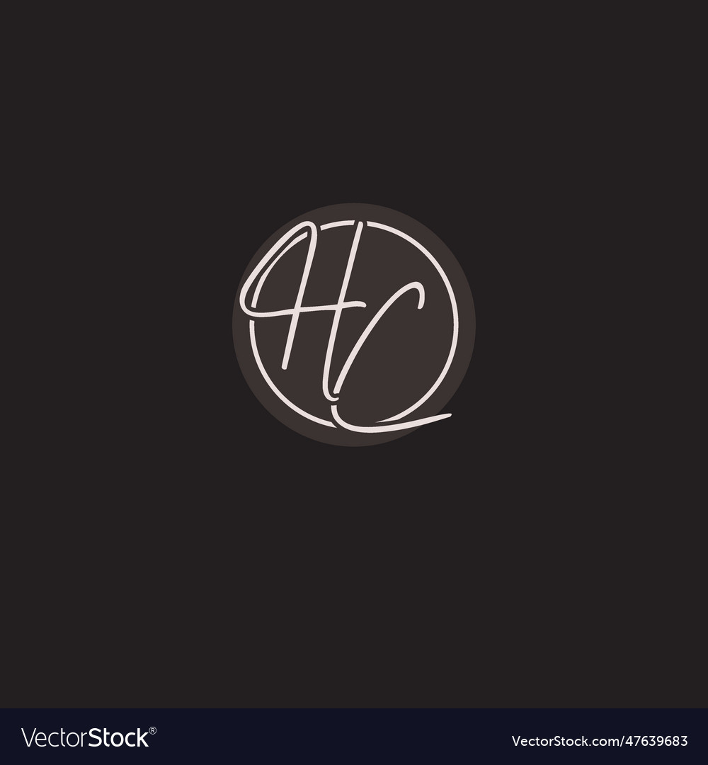 Initials hc logo monogram with simple circle line Vector Image Initials hc logo monogram with simple circle line Vector Image