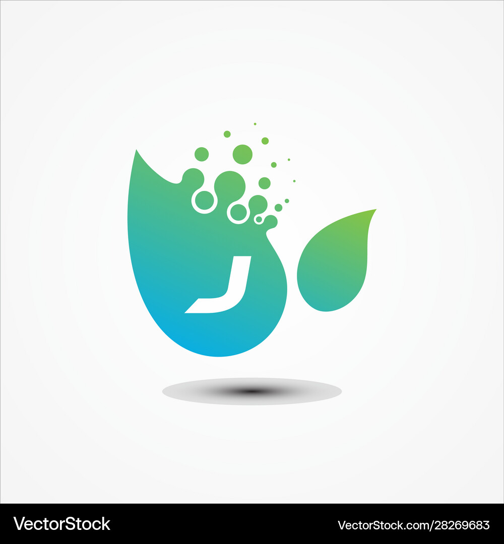 Leaf design with j letter symbol minimalist Vector Image