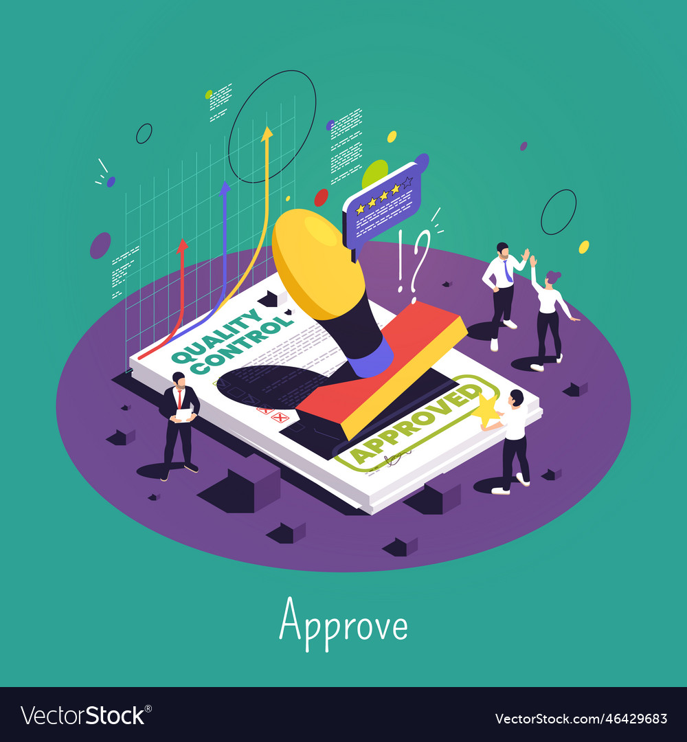 Quality control isometric background Royalty Free Vector