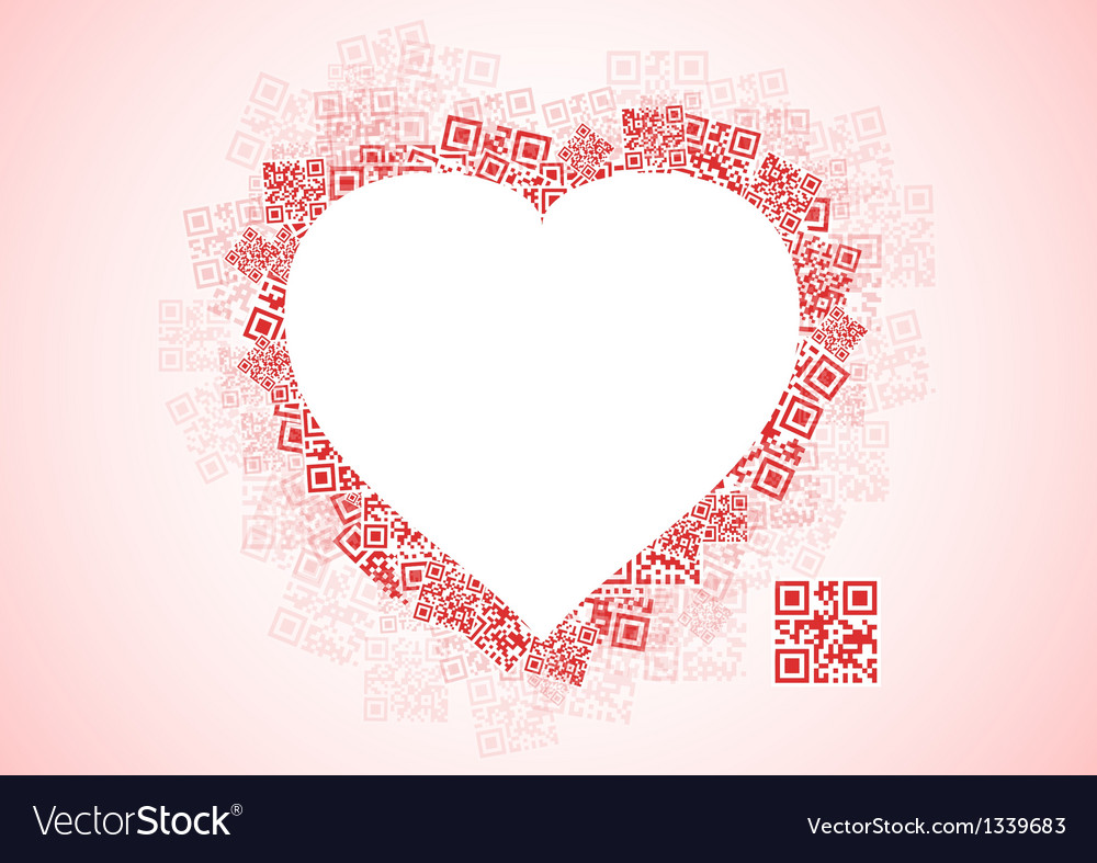 Red heart shape patchwork of qr codes Royalty Free Vector