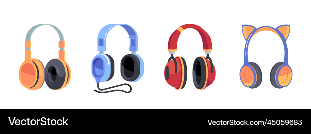 Set of headphones earbuds technology accessory Vector Image