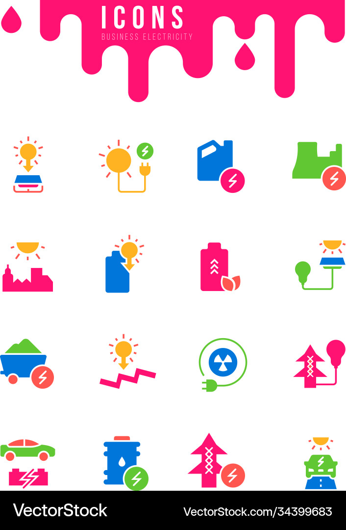 Set simple icons business electricity Royalty Free Vector