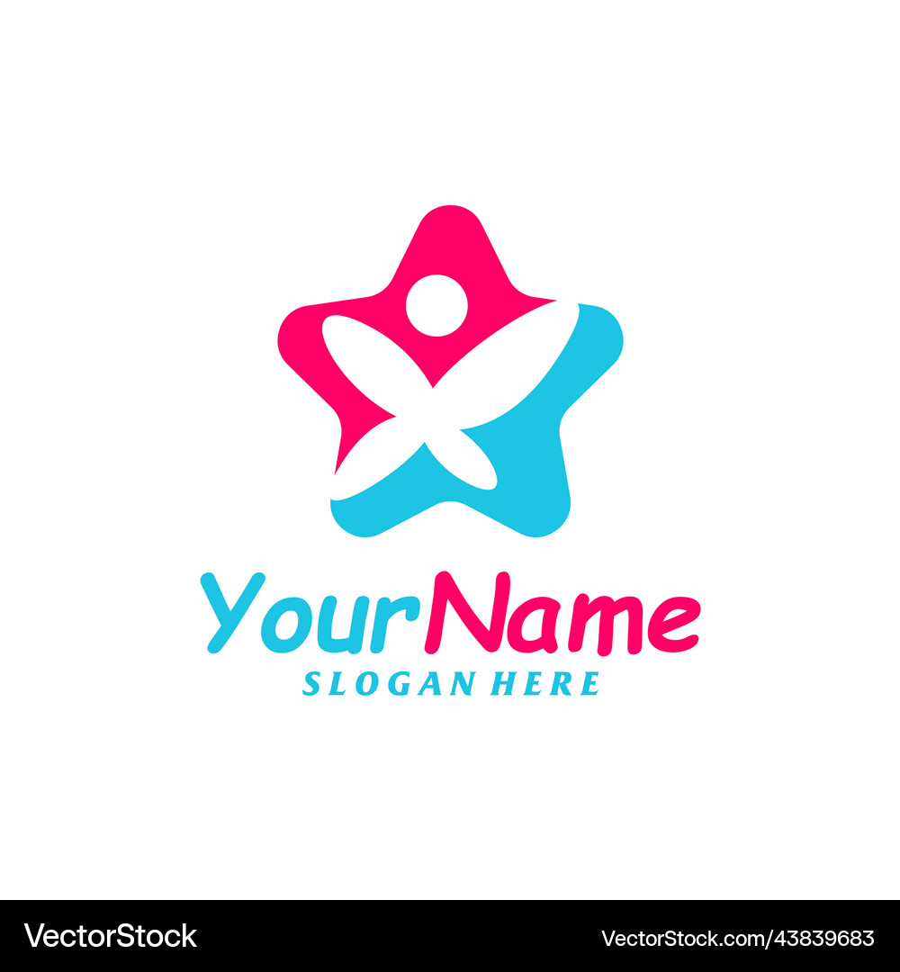 Star kids logo design template child concept Vector Image