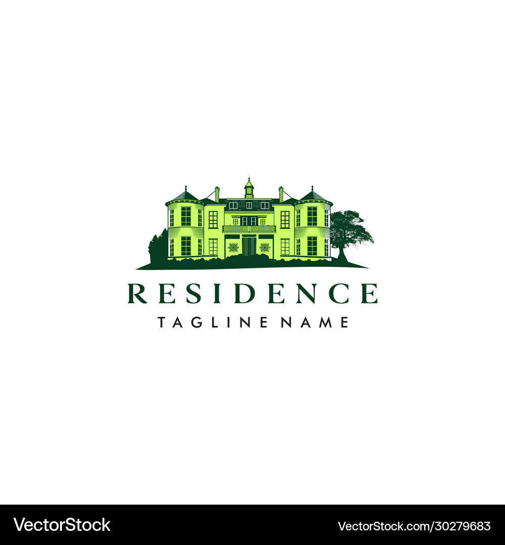 Vintage building residence retro logo Royalty Free Vector
