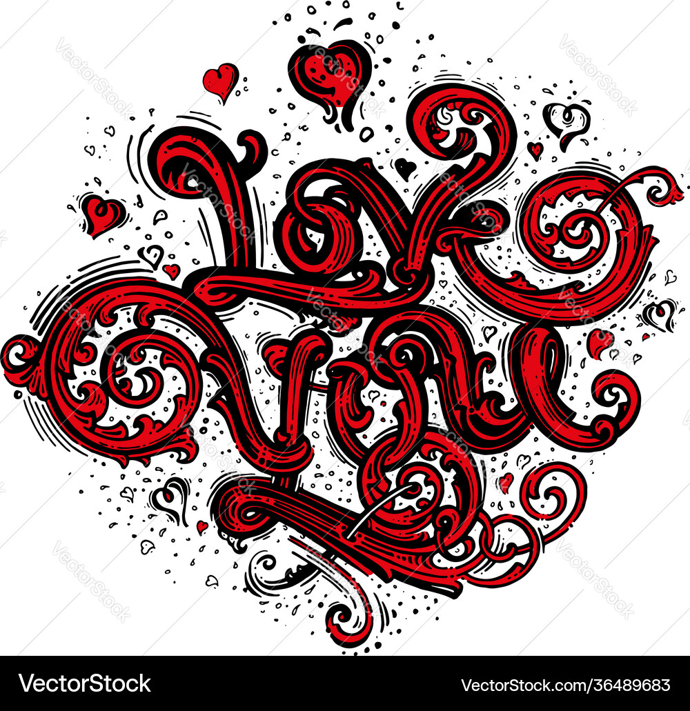 Words love you handmade lettering Royalty Free Vector Image