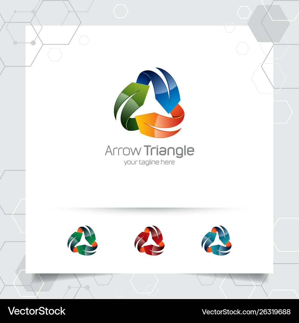 3d arrow logo design with concept colorful Vector Image