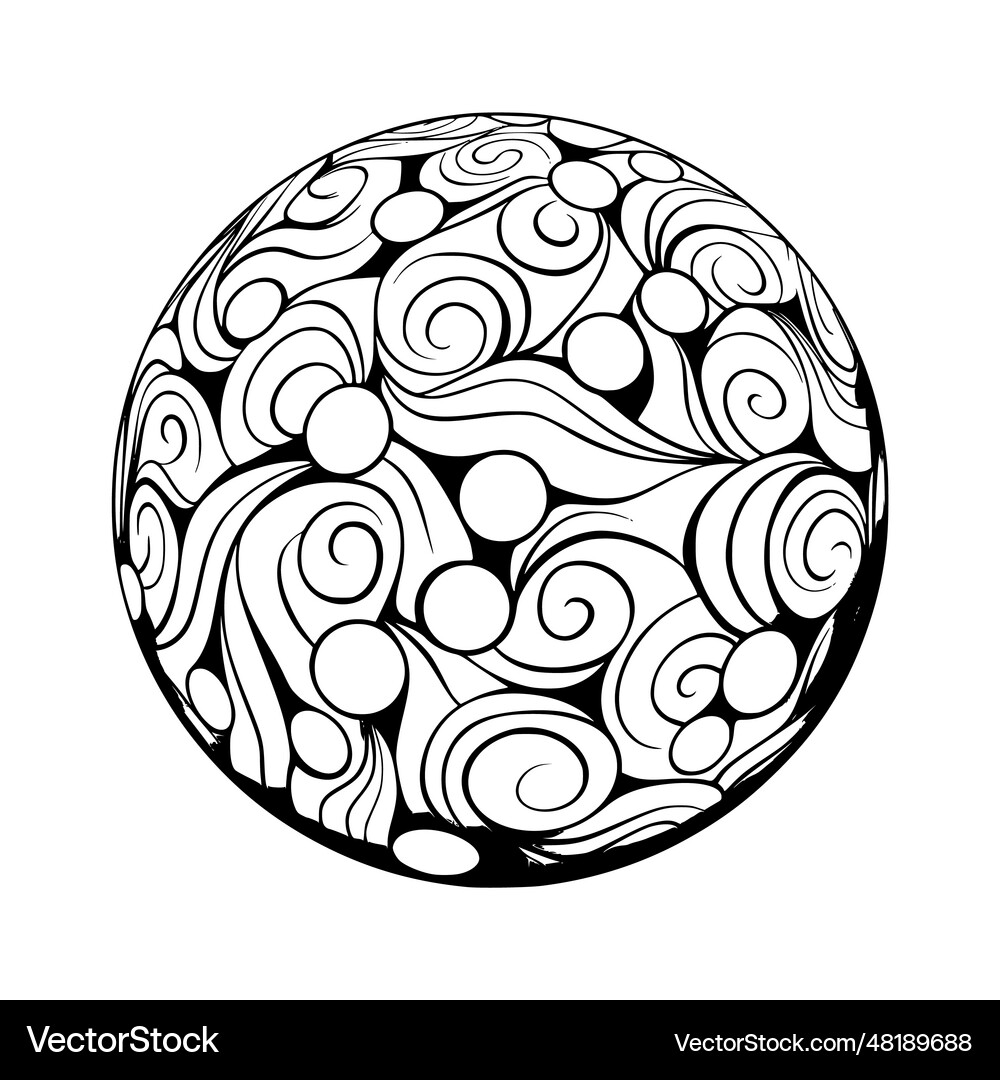 Ball coloring page for kids Royalty Free Vector Image