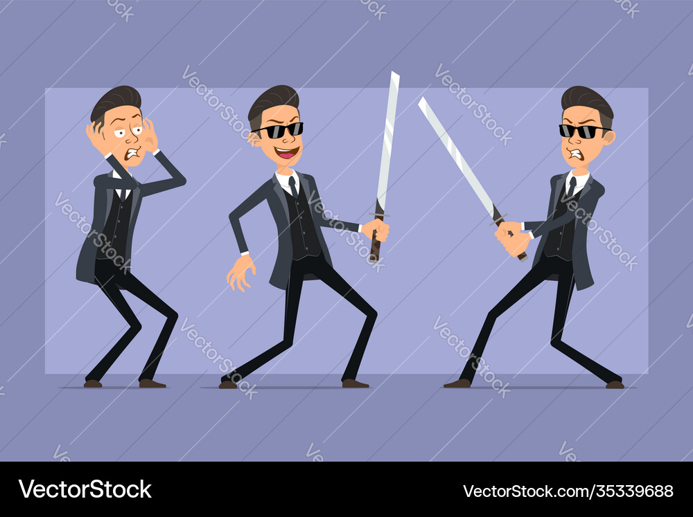 Cartoon flat funny mafia man character set Vector Image