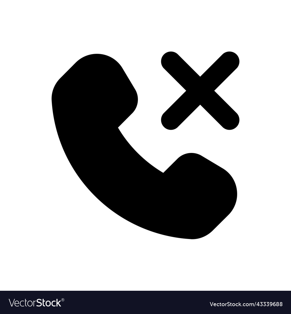 Decline phone call black glyph ui icon Royalty Free Vector