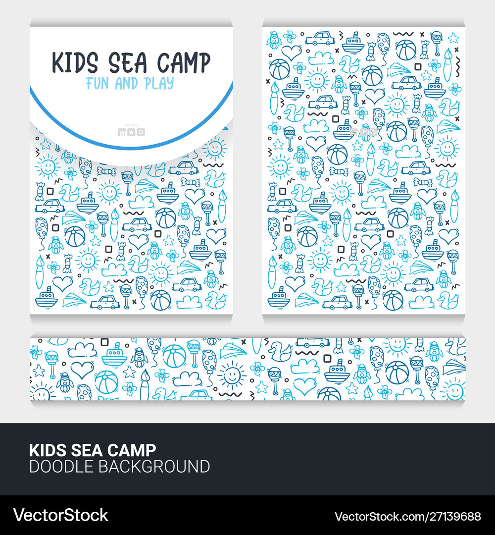 Flyer or brochure template with kids doodle Vector Image